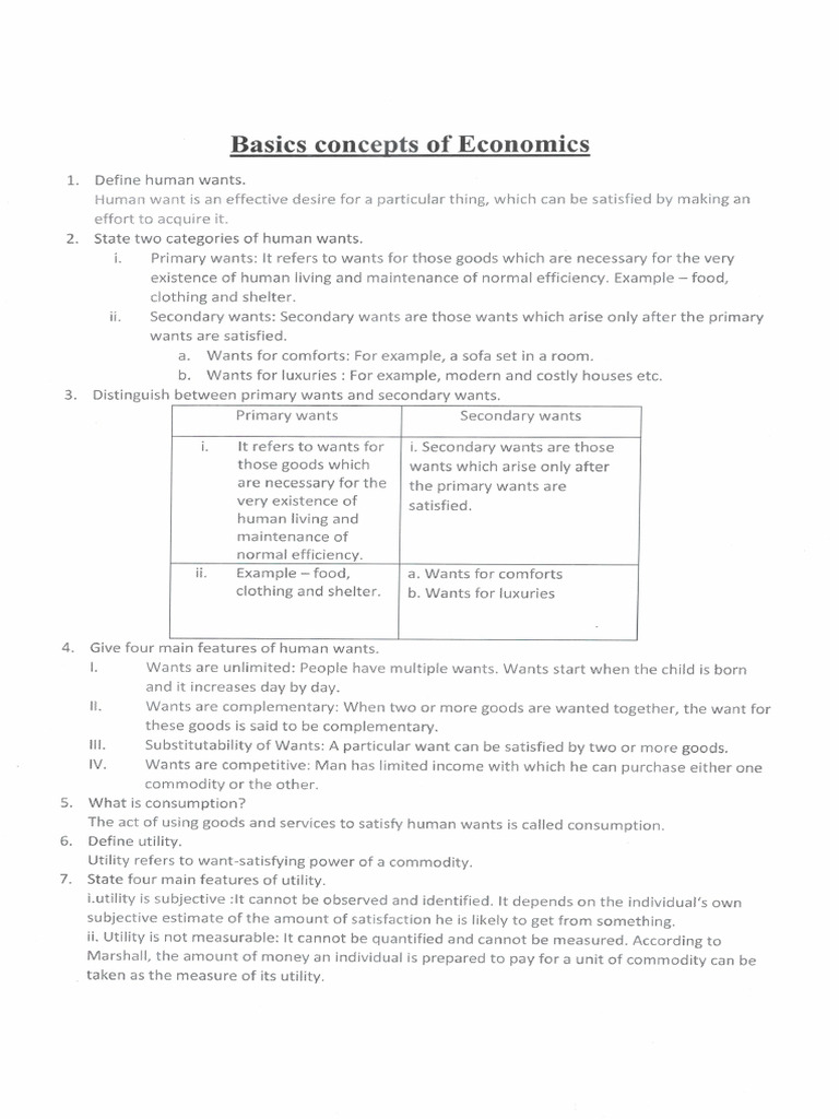 Basic Concepts of Economics | PDF