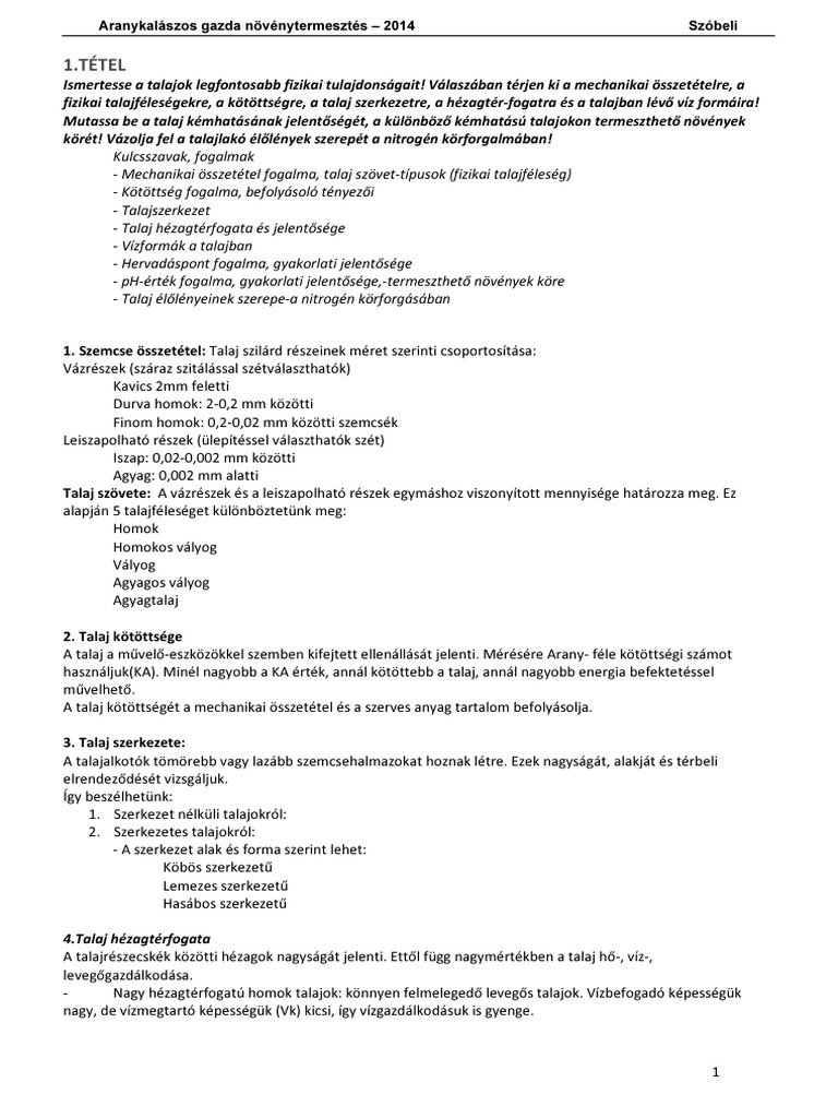 Aranykalaszos Gazda - Novenytermesztes | PDF