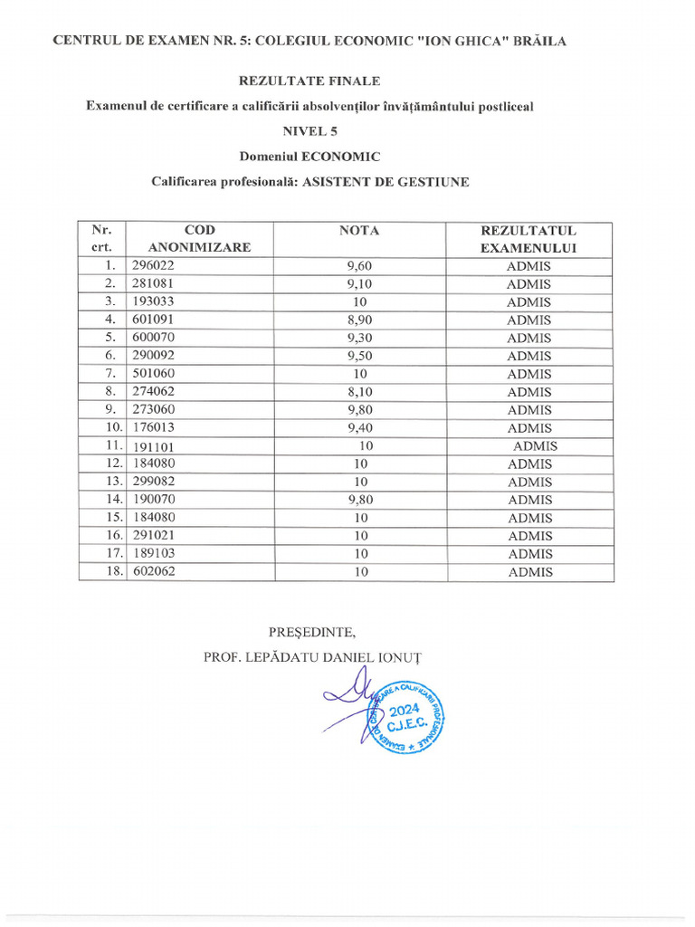 Rezultate Nivel 5 | PDF