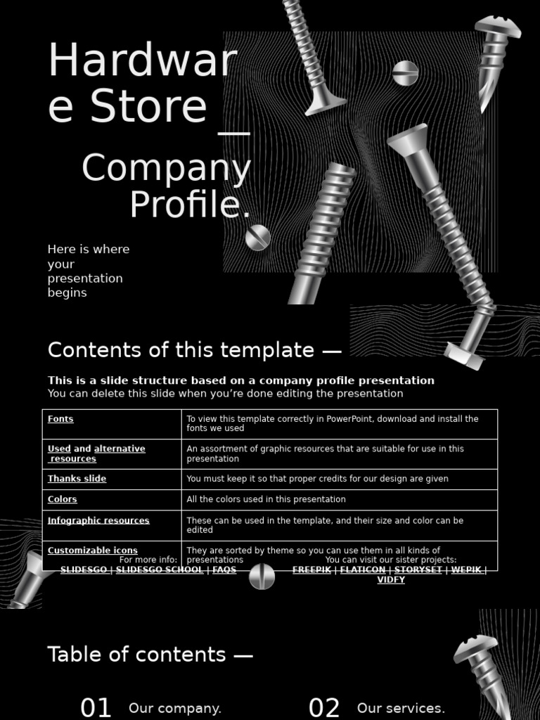 Hardware Store Company Profile by Slidesgo | PDF