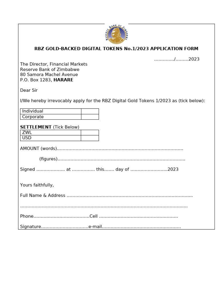 Gold-Backed Digital Tokens Application | PDF