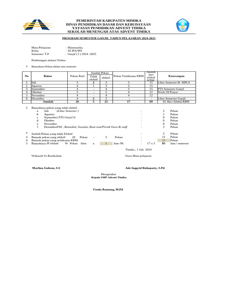 Prosem Kelas Xi | PDF