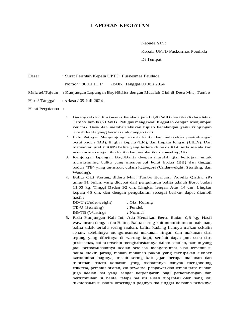 Contoh LPD Puskesmas 2 | PDF