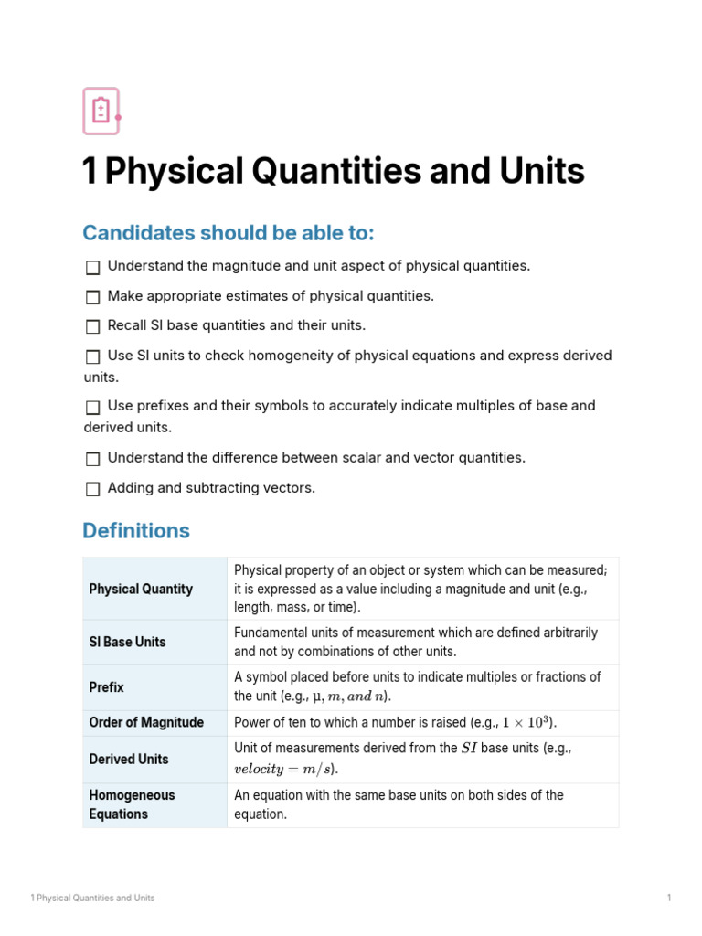 3-1 Physical Quantities and Units | PDF