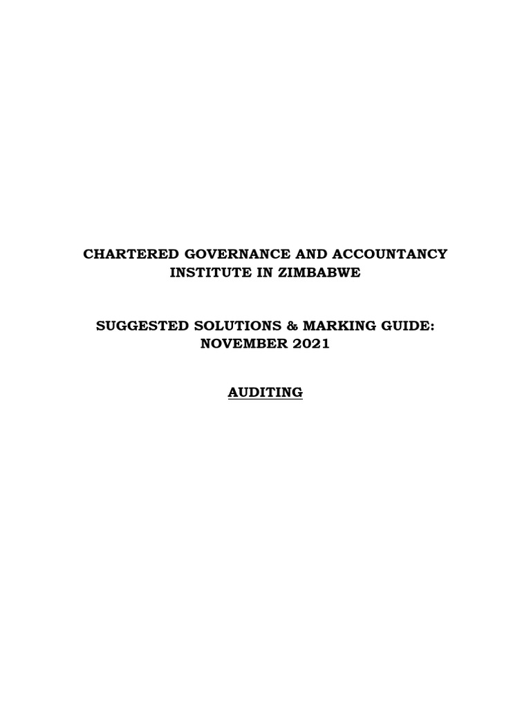 Auditing November 2021 Suggested Solutions | PDF