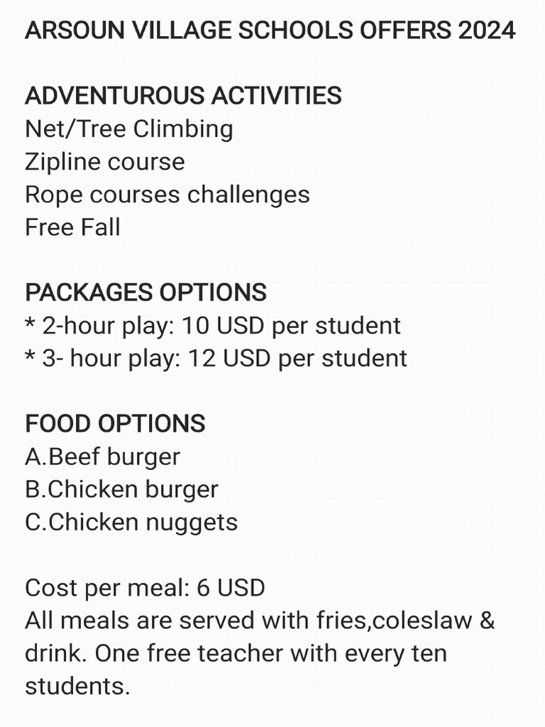 Arsoun Village Schools Offers 2024 - 240226 - 213702 | PDF