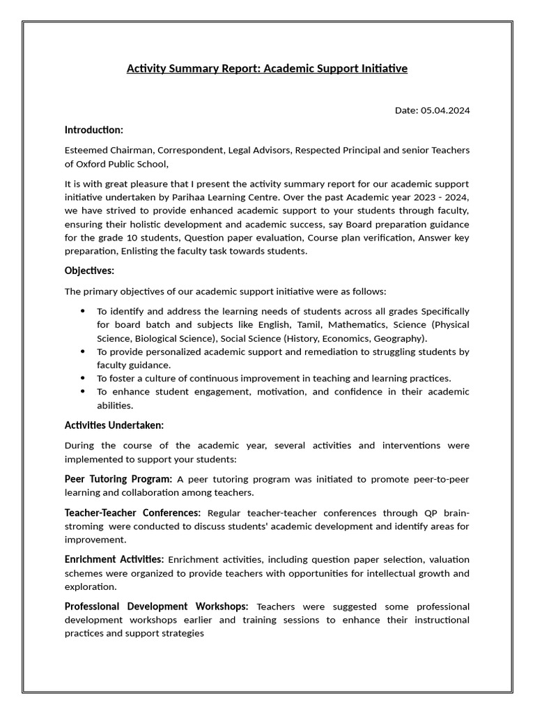 Closing Report OPS 1 | PDF