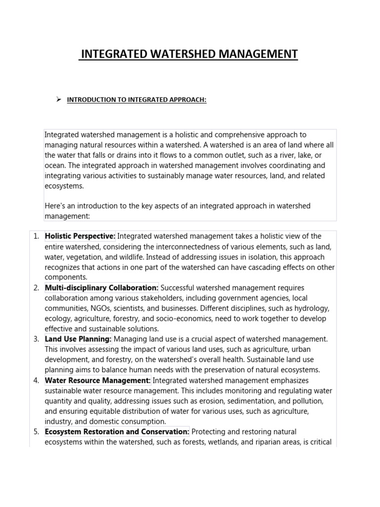 Integrated Watershed Management | PDF