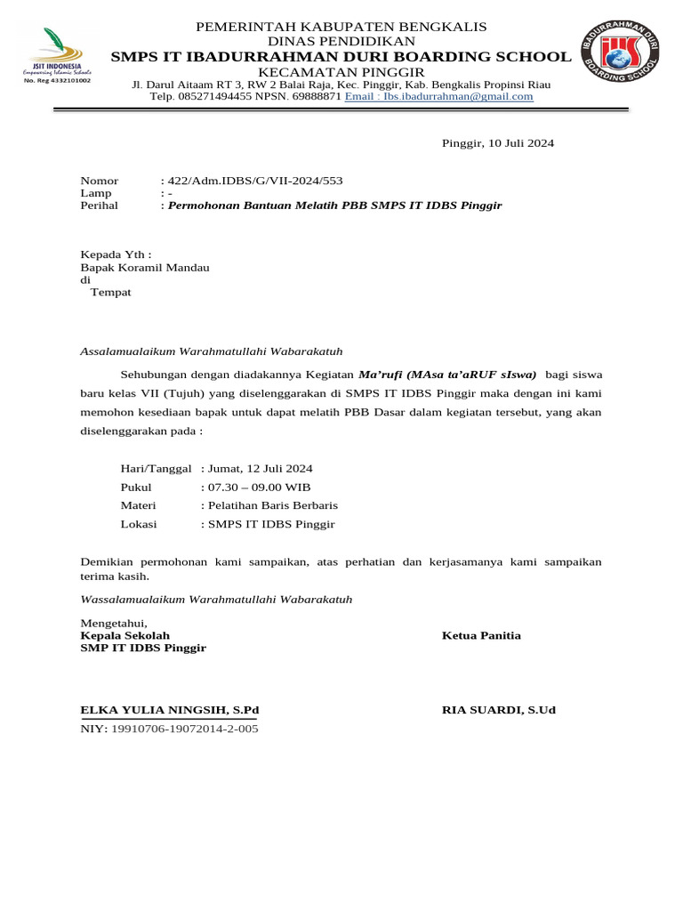 Surat Undangan Pemateri PBB | PDF