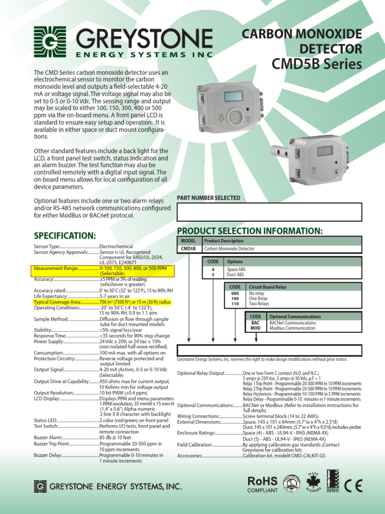 CARBON MONOXIDE DETECTOR Co Sensors | PDF