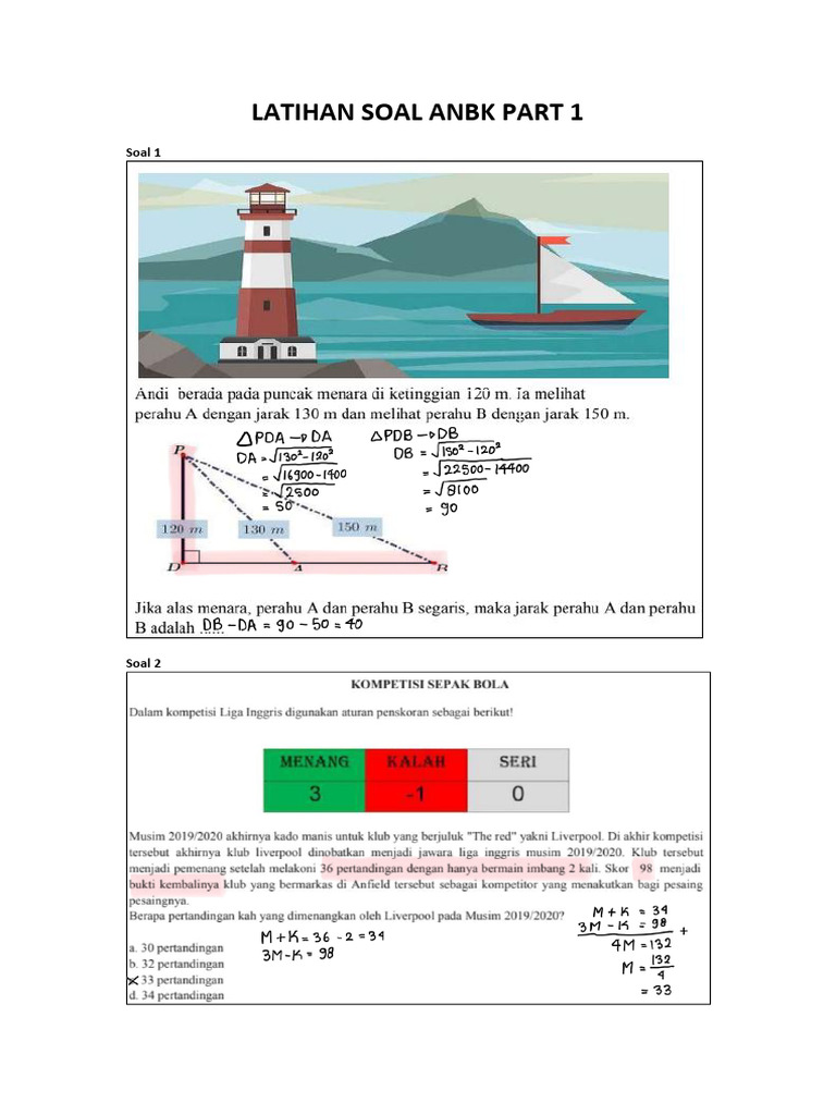 LATIHAN SOAL ANBK MATH PART 1 | PDF