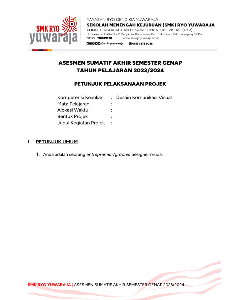 FORMAT INTRUMEN ASESMEN PROJEK | PDF