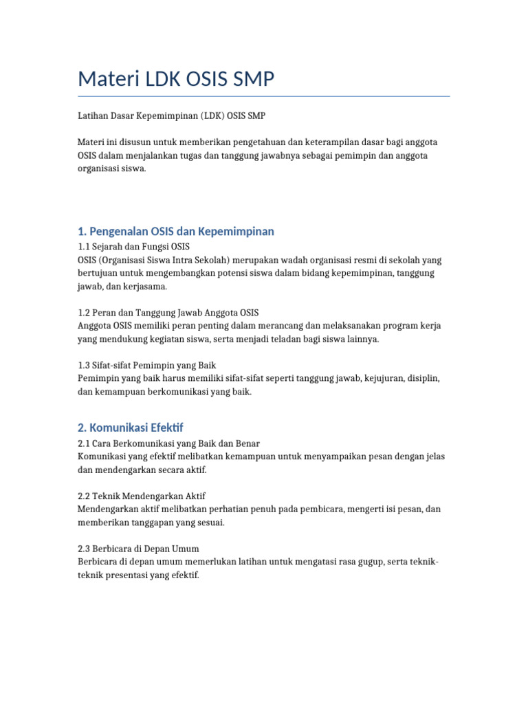 Materi_LDK_OSIS_SMP | PDF