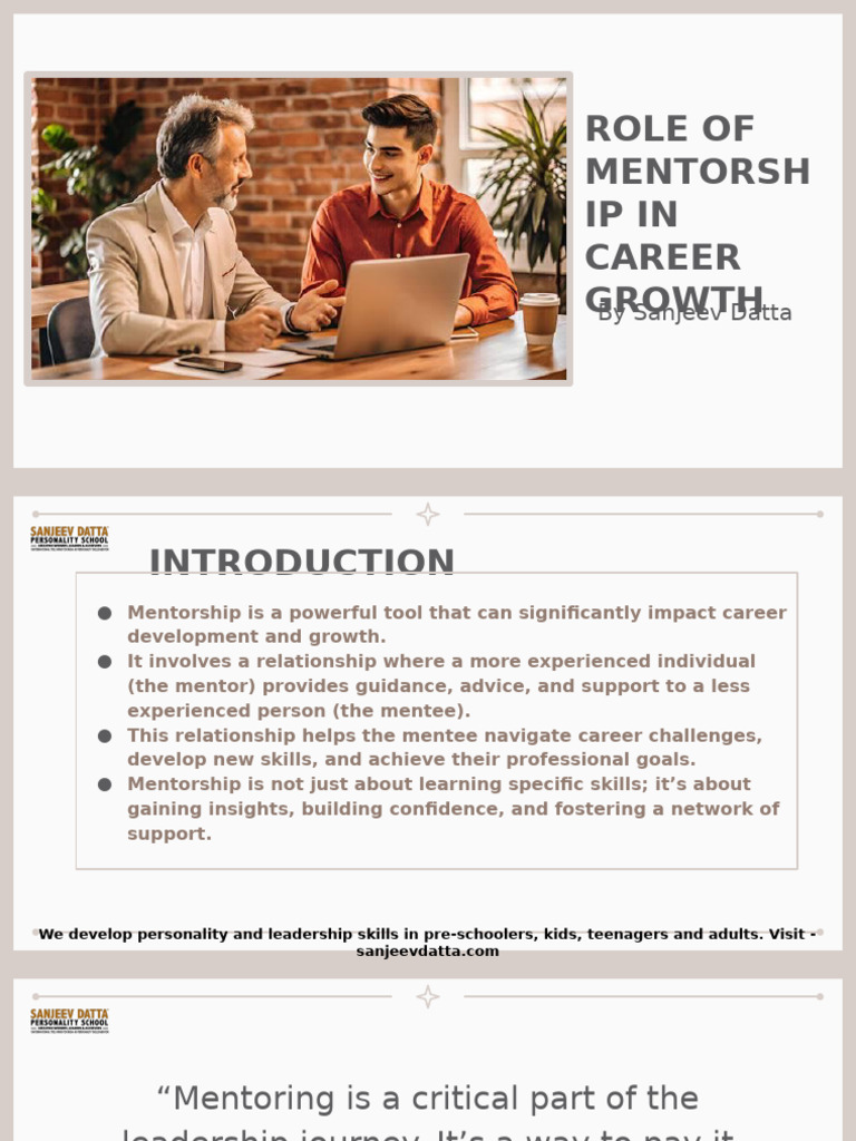 The Role of Mentorship in Accelerating Career Growth | PDF | Mentorship ...