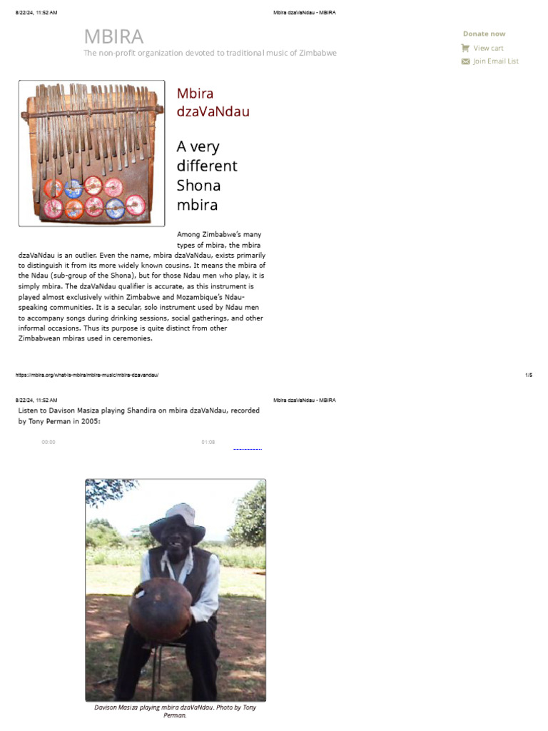 Mbira dzaVaNdau - MBIRA | PDF