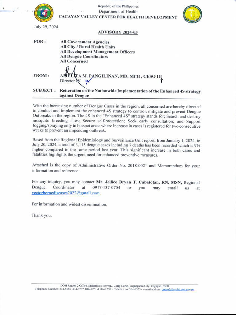 Vectorbornediseases-Advisory To The Reiteration On The Nationwide ...