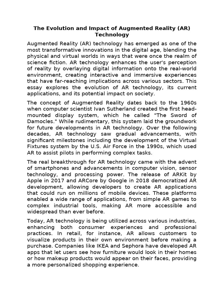 The Evolution and Impact of Augmented Reality | PDF