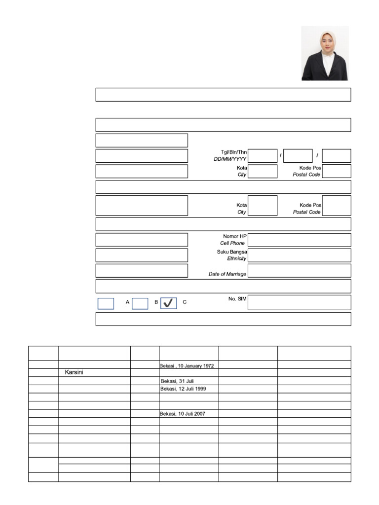 DIID Candidate Application Form (003) Fauzziah | PDF