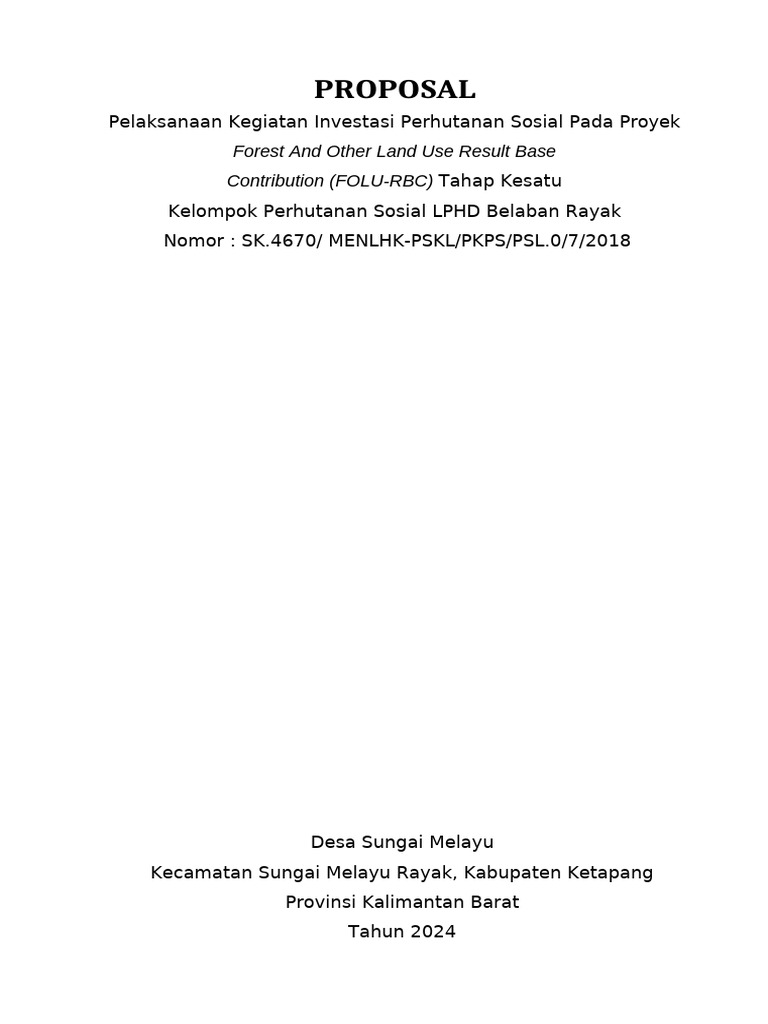 Proposal - Usulan - IFPS - LDPH - Belaban Rayak | PDF