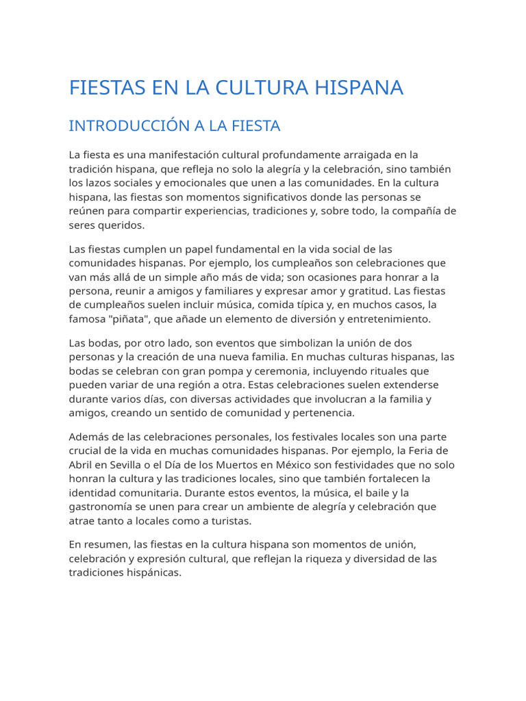 Fiestas en La Cultura Hispana | PDF