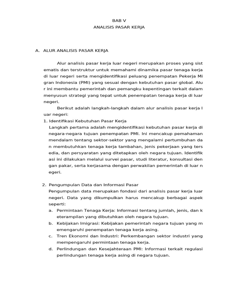 Draf Keputusan Direktur Pedoman Analisis Pasar Kerja Luar Negeri BAB V | PDF