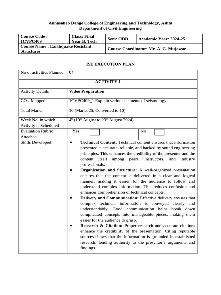 ISE Execution Plan - 1CVPC409 | PDF