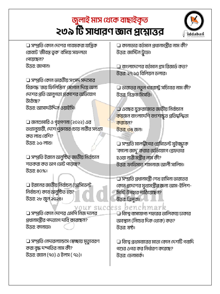 July GK 2024 | PDF