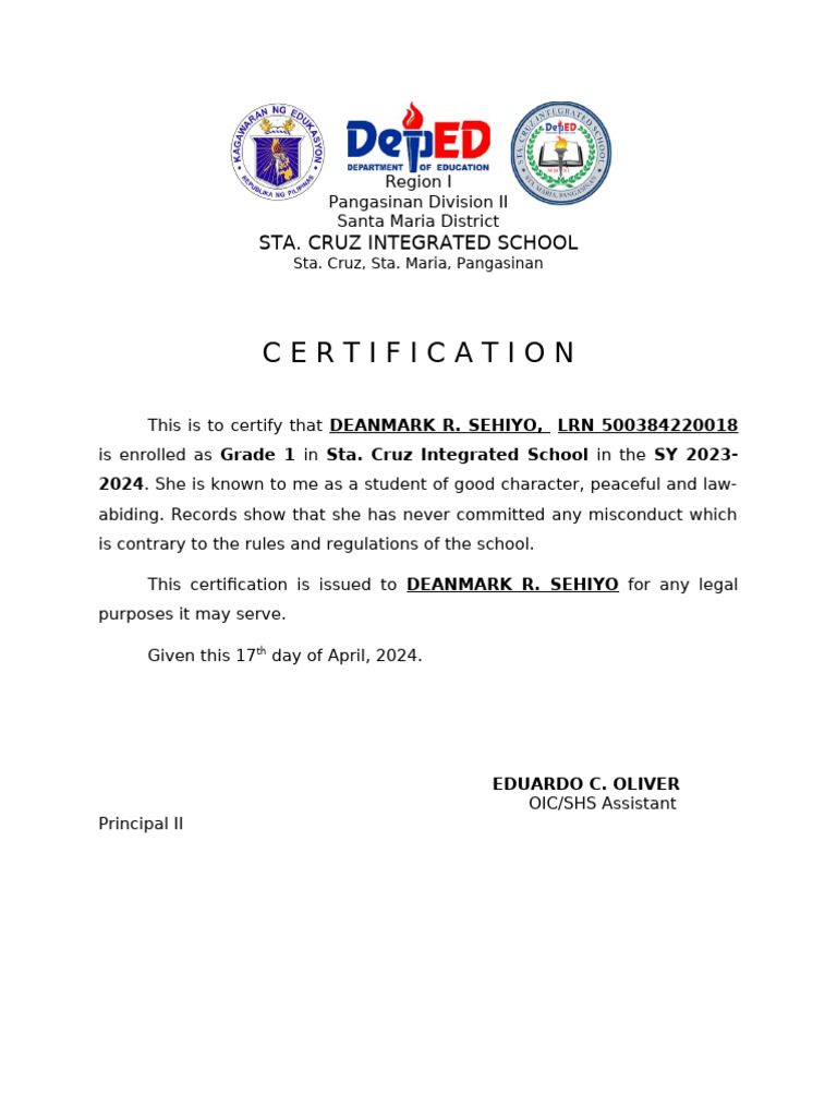 Cert-Enrolment 4ps CLM | PDF