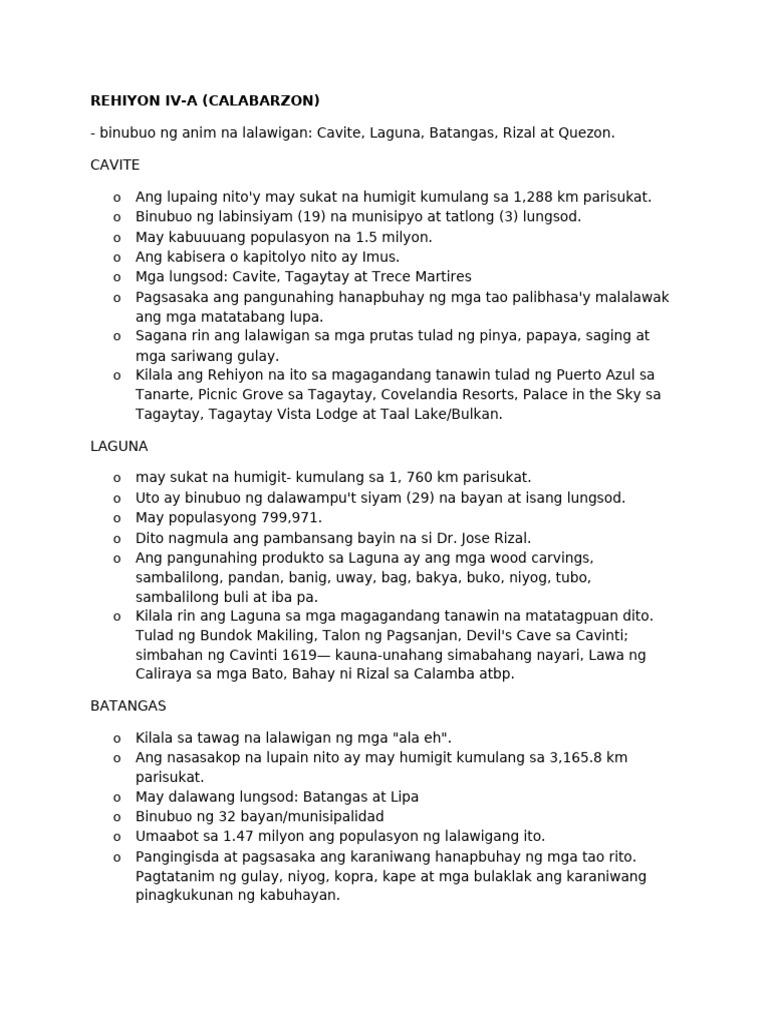 Rehiyon Iv, V, Vi | PDF