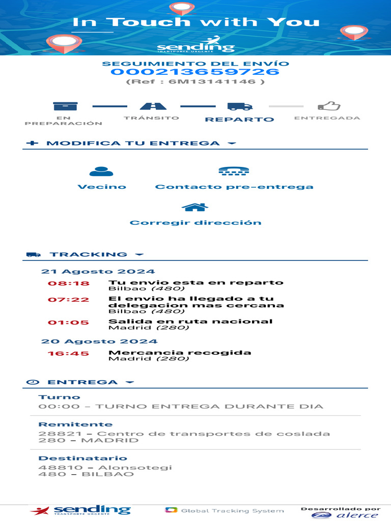 SENDING - Global Tracking System | PDF