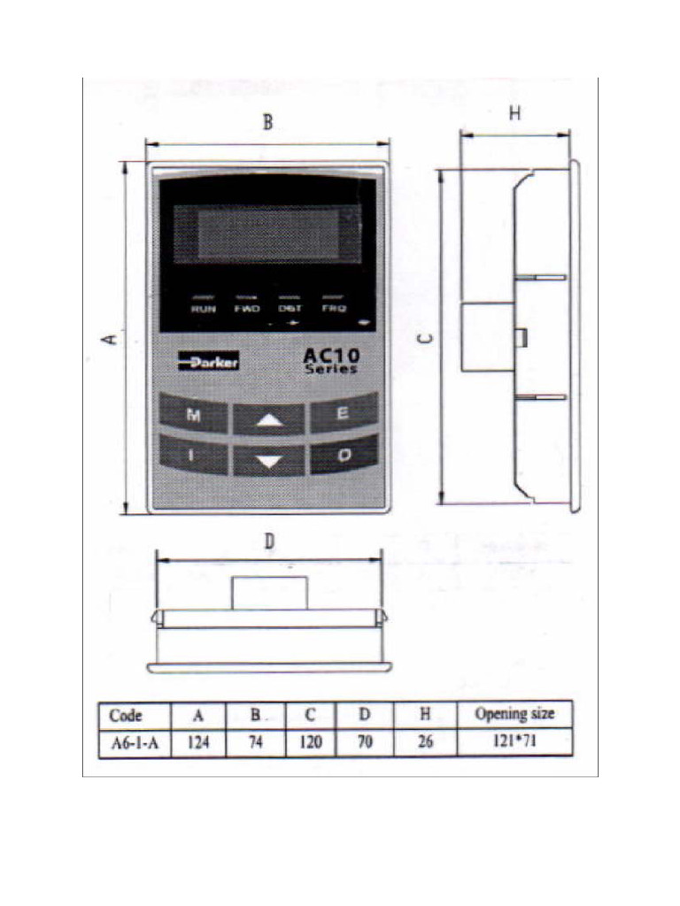 Parker Cutout For AC10 Remote Mounting Keypad | PDF