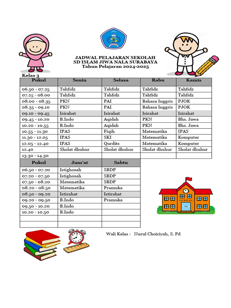 JADWAL PELAJARAN THN 2024-2025 edit | PDF