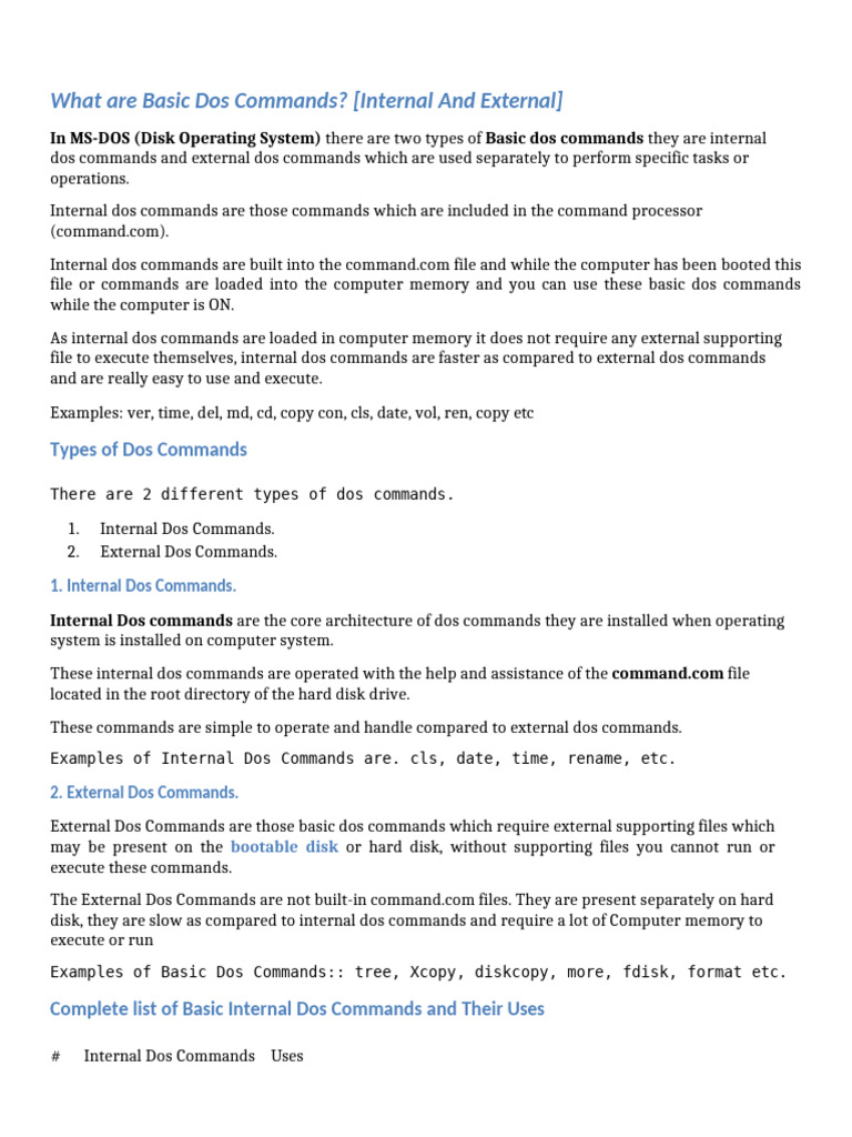 Basic Dos Commands | PDF