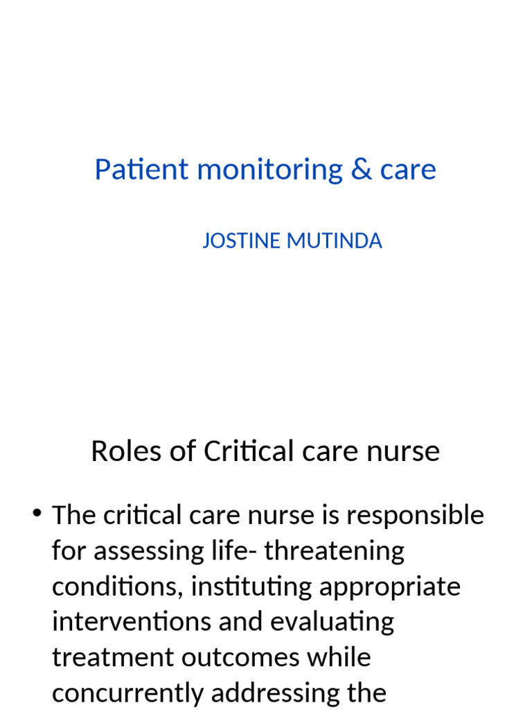 Patient Monitoring & Care | PDF