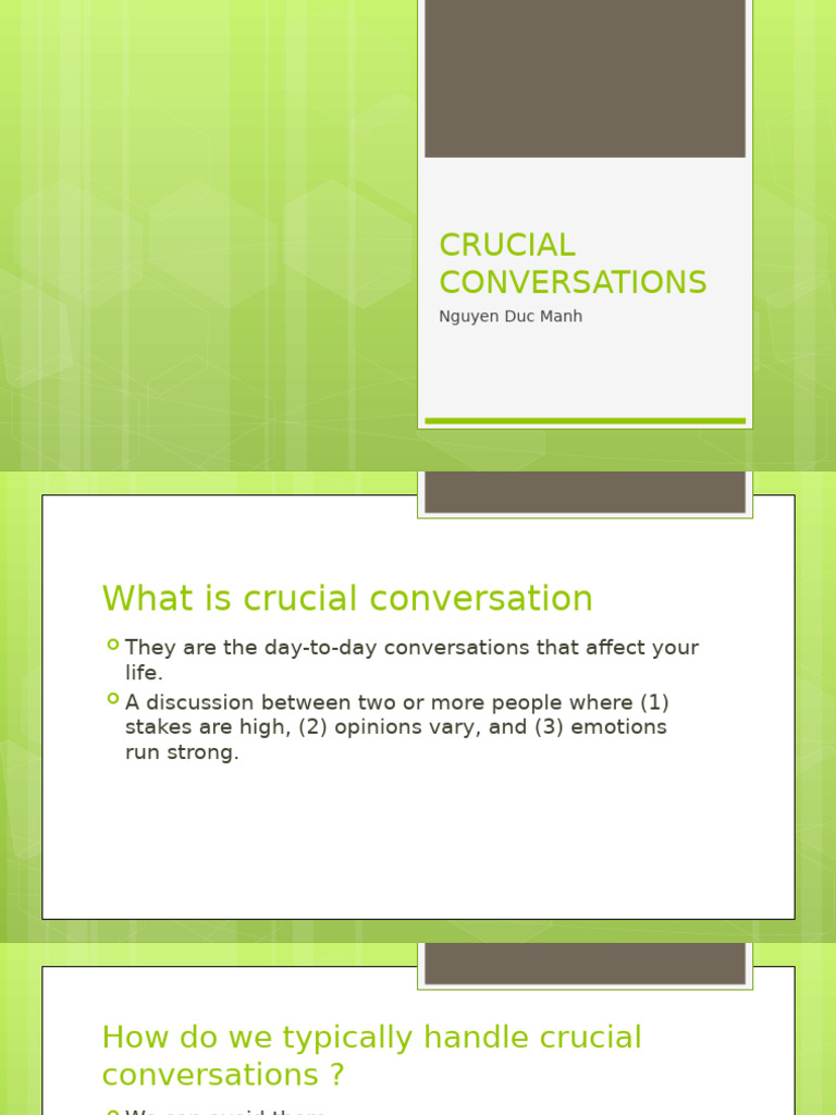 Crucial Conversation Slide | PDF