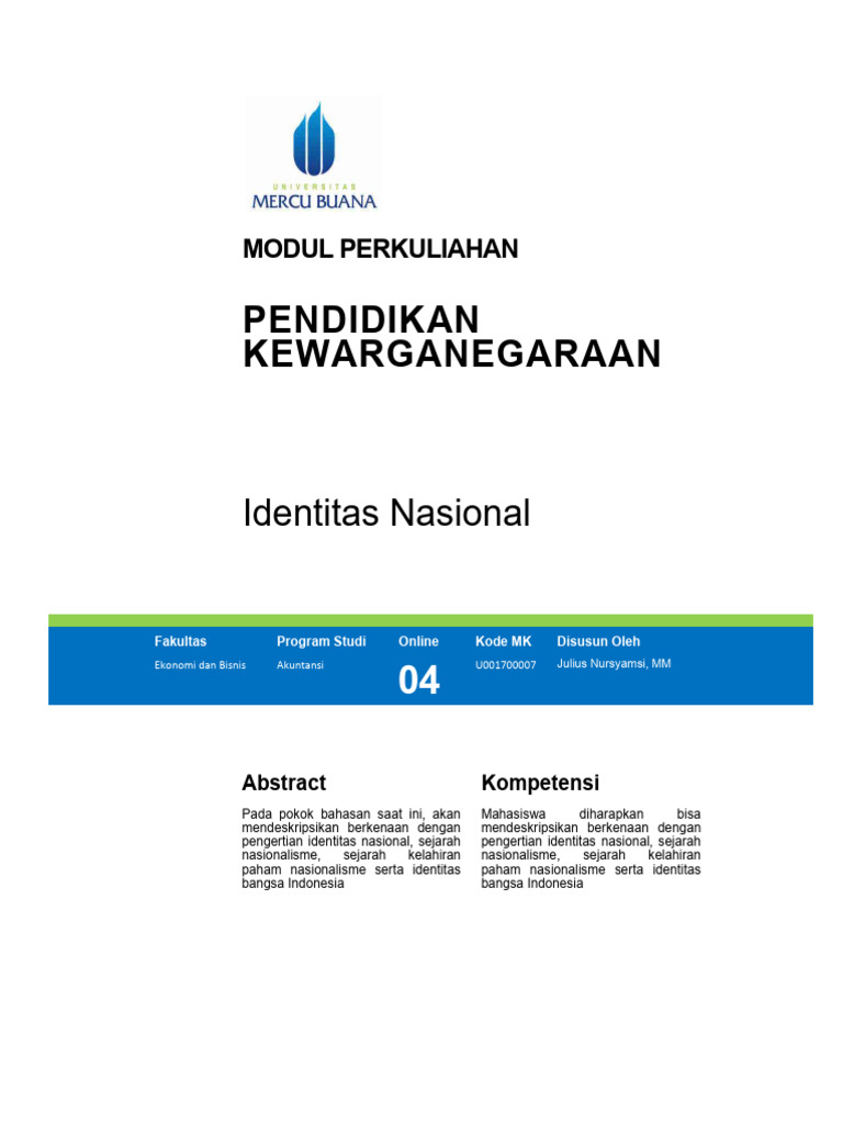 2020 KWG M04 Identitas Nasional | PDF