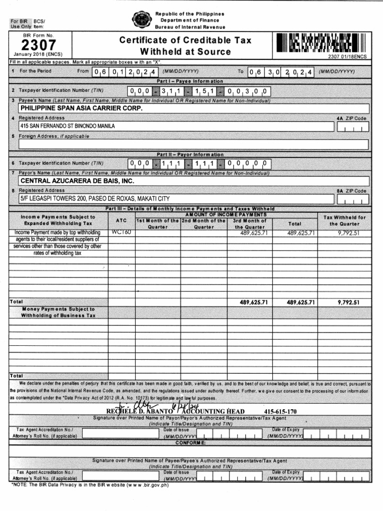 2307 Span Asia | PDF