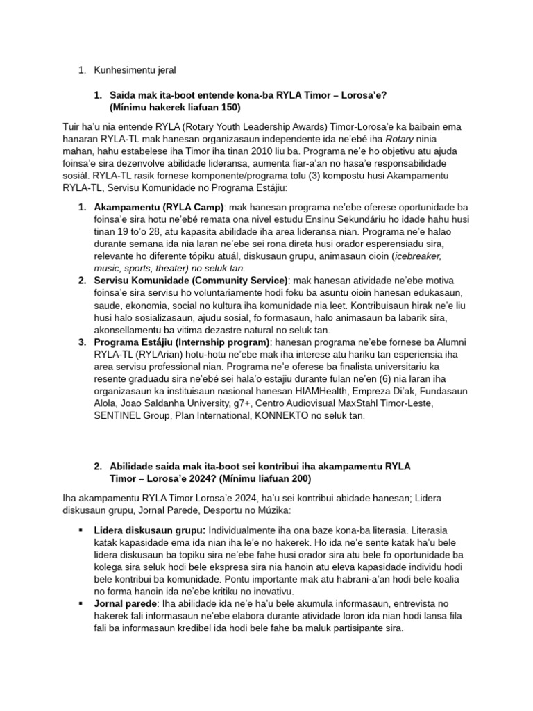 RYLA 2024 RA Recover | PDF