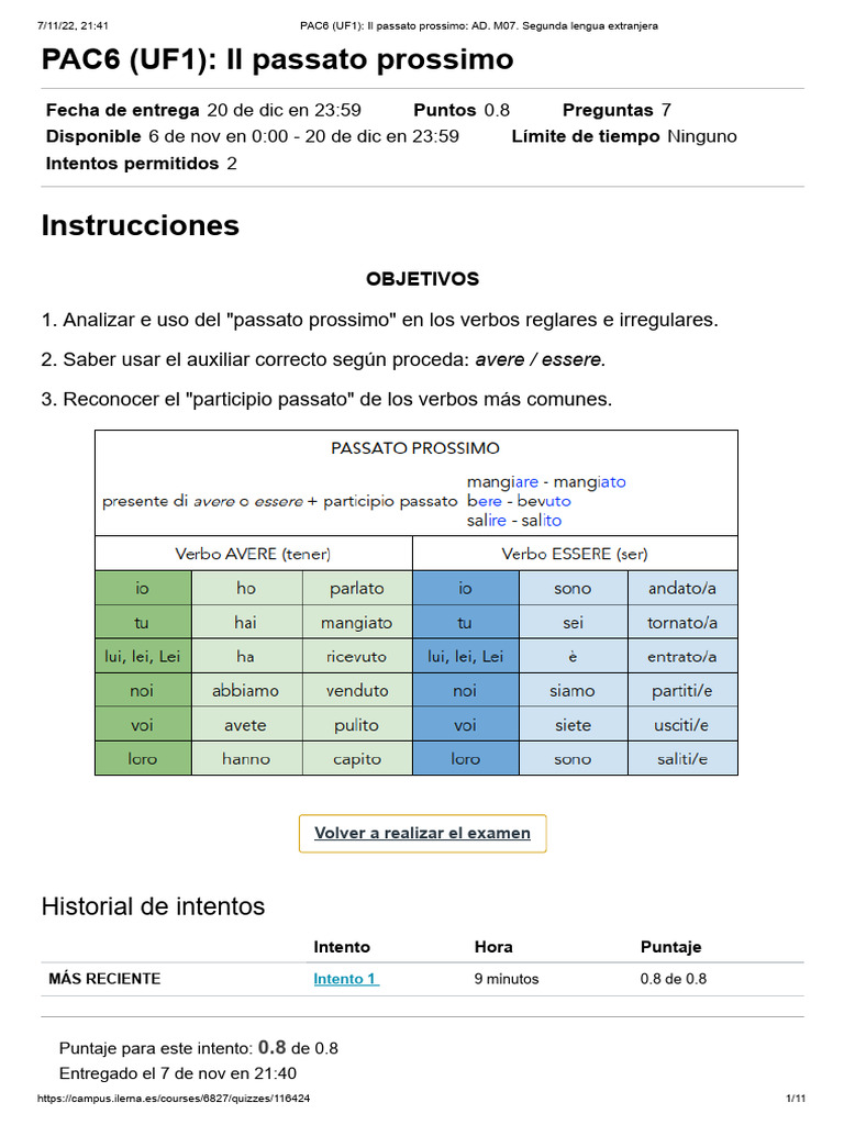 PAC6 (UF1) - Il Passato Prossimo - AD. M07 JIMENA | PDF