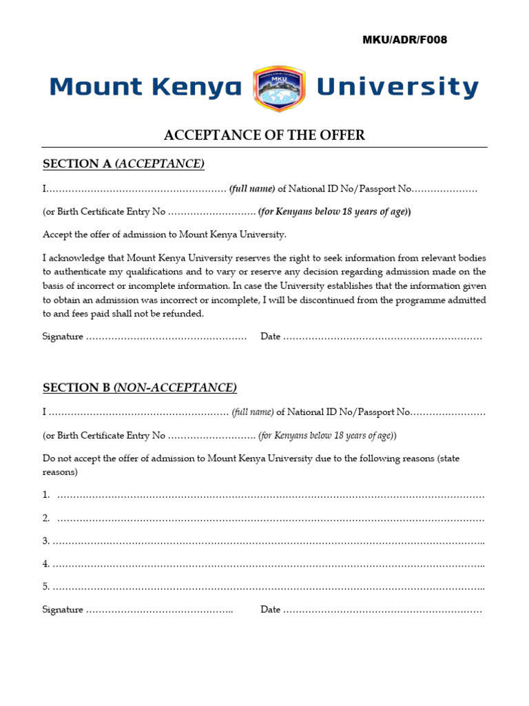 Acceptance MKU ADR F008 2024 | PDF