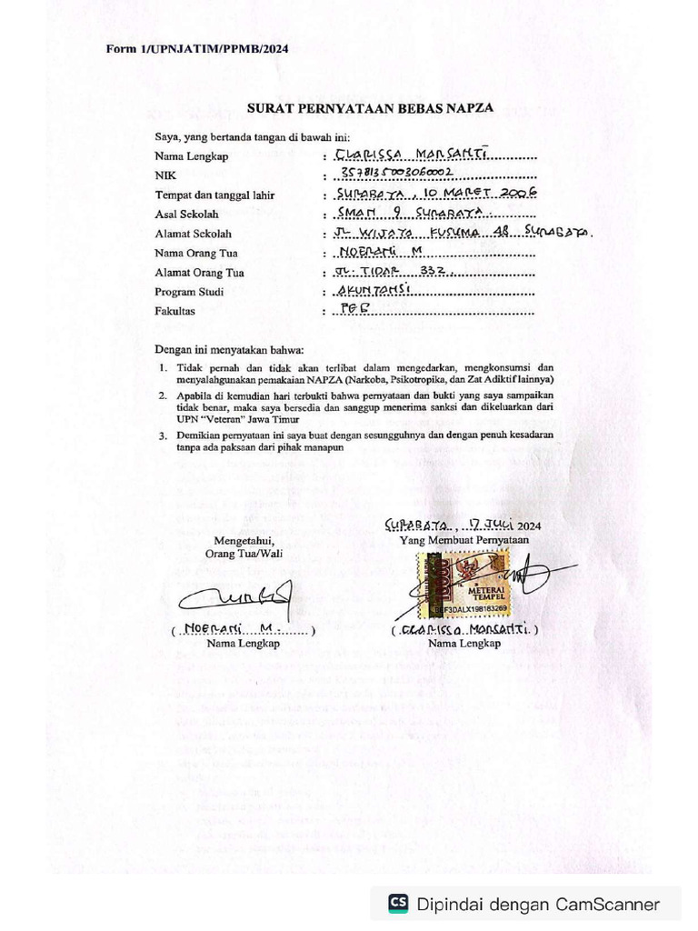 Berkas Regis Upn_compressed | PDF