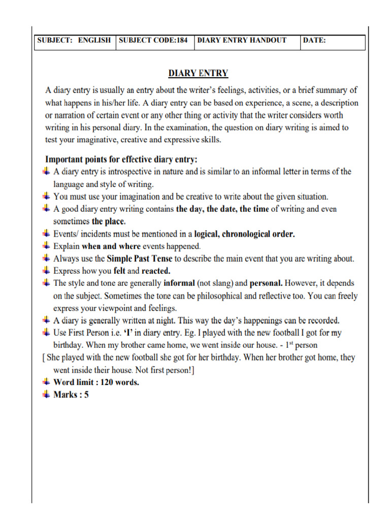 Diary Entry | PDF