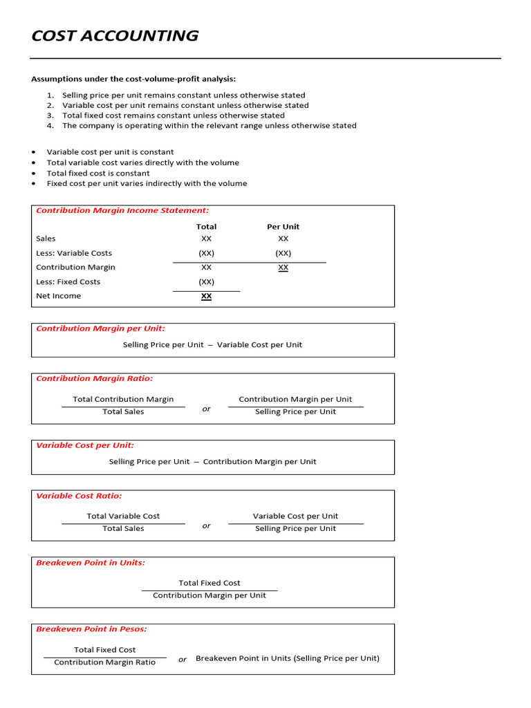 Cvp Formulas Pdf