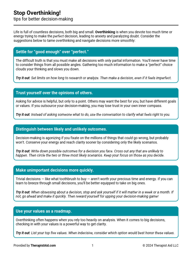 Overthinking Decisions | PDF