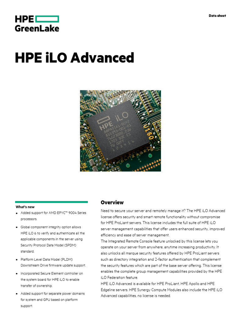 HPE iLO Advanced-PSN332279USEN | PDF