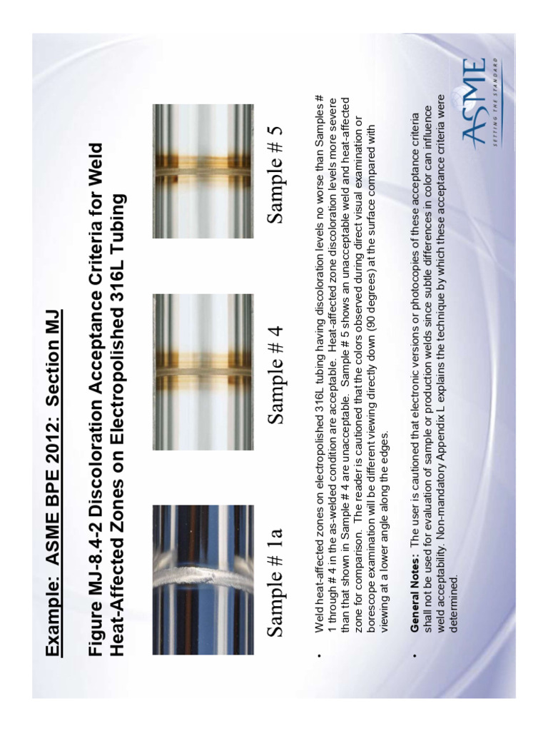 ASME BPE 2012 Section MJ (Discoloration Acceptance) | PDF