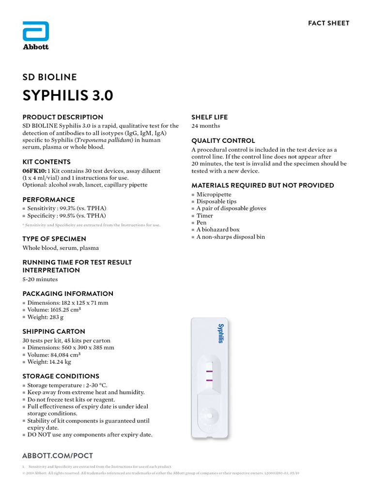 v3 SD BIOLINE Syphilis Fact Sheet 06FK1 | PDF