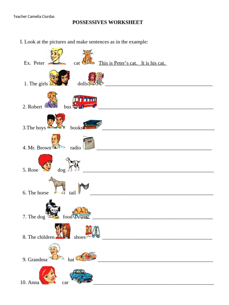 0 Possessives Worksheet | PDF
