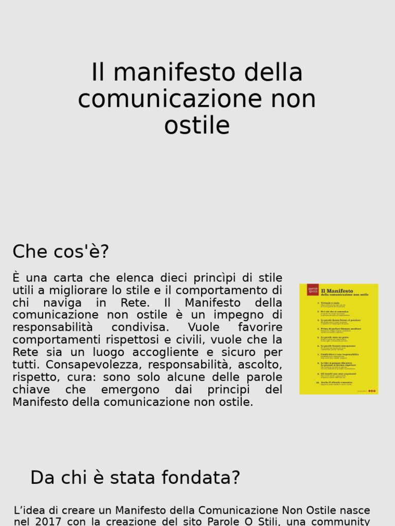 Il Manifesto Della Comunicazione Non Ostile | PDF