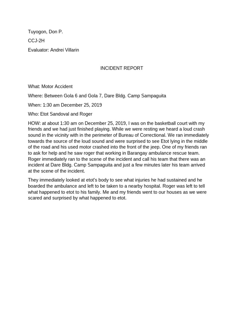 Incident Report | PDF